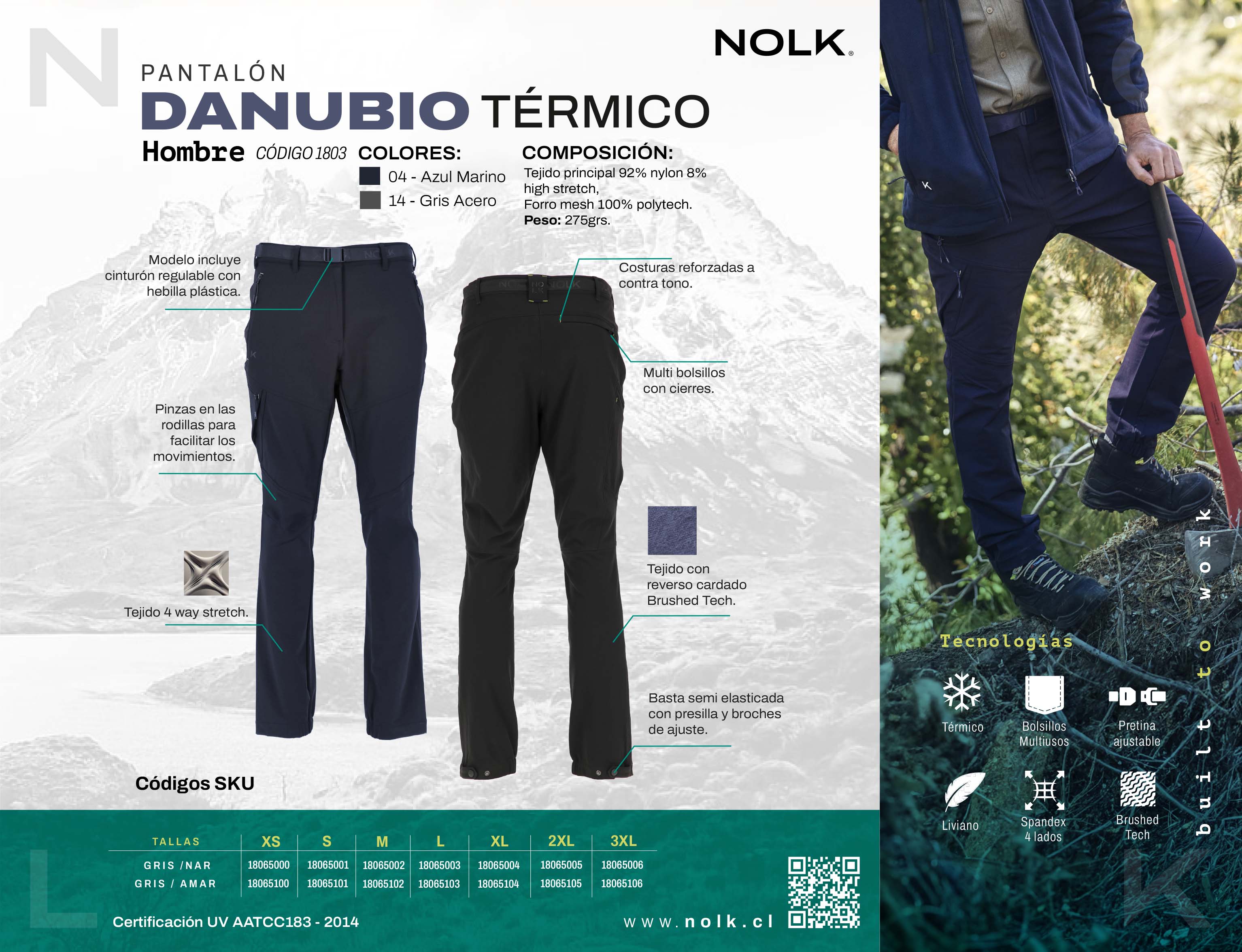 Pantalon Danubio Gris Acero Hombre